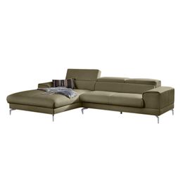 Ecksofa W.Schillig "piedroo, Designsofa mit tollem Sitzkomfort, bequem und elegant, L-Form", gr&uuml;n (camouflage z69), B:303cm H:70cm T:193cm, Longlife Xtra-Leder Z69: Das feinnarbige, gedeckte Softleder Z69 besticht durch seine au&szlig;ergew&ouml;hnliche Weichheit im trendigen &raquo;Vintage-Look&laquo;, Hautst&auml;rke 0, 9 - 1, 1 mm, Sofas, Ecksofa, Kopfteilverstellung, wahlweise mit Sitztiefenverstellung, Breite 303cm