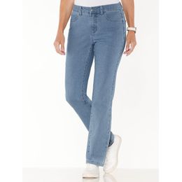 Bequeme Jeans Classic Basics, Damen, Gr. 20, Kurzgr&ouml;&szlig;en, blau, bleached, gestreift, 81% Baumwolle, 17% Polyester, 2% Elasthan, gemustert, gestreift, lang, Jeans Bequeme Jeans