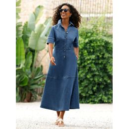 Jeanskleid Heine "Kleid", Damen, Gr. 48, Normalgr&ouml;&szlig;en, blau, stone, washed, Denim/Jeans, 81% Baumwolle, 17% Polyester, 2% Elasthan, unifarben, lang, Kleider Jeanskleid