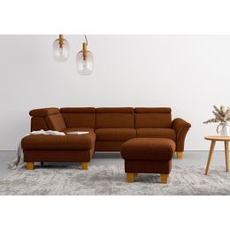 Ecksofa Home Affaire "Lindgren L-Form", rosa (kupfer), B:249cm H:84cm T:217cm, 100% Polyester, Sofas, Ecksofa, wahlweise mit TV-Funktion, Stauraum und Kopfteilverstellung