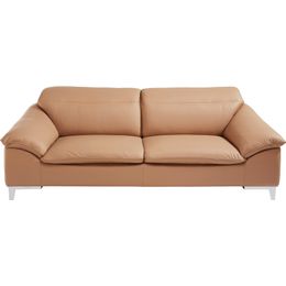 3-Sitzer COTTA "Teresa", braun (cappuccino), B:235cm H:84cm T:109cm, Luxus-Kunstleder;NaturLEDER (echtes Rindsleder), R&uuml;ckseite mit Spannstoff bezogen, Sofas, 3-Sitzer, mit Kopfteilverstellung