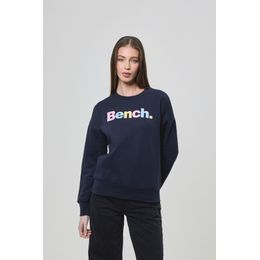 Sweatshirt Bench. "ELIO_SWEATSHIRT", Damen, Gr. 38, blau (navy), Sweatware, Obermaterial: 60% Baumwolle, 40% Polyester, bedruckt, Rundhals, Rippb&uuml;ndchen, Sweatshirts Sweatshirt
