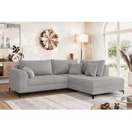 Ecksofa OTTO HOME "LEEVKE Design-Sofa mit Ottomane rechts/links bestellbar, Breite 232 cm", hellgrau, B:232cm H:80cm T:190cm, 83% Polyester, 17% Nylon, Sofas, Ecksofa, in vielen modernen Farben erh&auml;ltlich, belastbar bis 480 kg