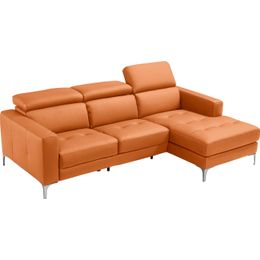 Ecksofa Egoitaliano "Matt, erstklassiger Sitzkomfort, aufwendige Detailverarbeitung, L-Form", orange, B:247cm H:100cm, Leder &raquo;BULL&laquo; (echtes Rindsleder). Geschliffenes, pigmentiertes und behandeltes Rindsleder mit einer Dicke von 1, 3-1, 5 mm. Dieses Leder zeigt eine ziemlich weiche Hand mit einem halb undurchsichtigen Aussehen. Es handelt sich um ein gesch&uuml;tztes Leder. Eine leichte Deckschicht sch