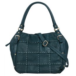 Shopper Samantha Look, Damen, Gr. B/H/T: 30cm x 30cm x 20cm onesize, blau, Leder, leicht gl&auml;nzend, unifarben, Taschen Shopper, echt Leder, Made in Italy