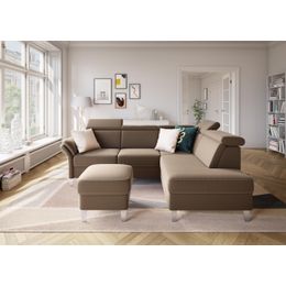 Sit & More Ecksofa SIT & MORE "Vincenzo L-Form", braun, B:245cm H:84cm T:193cm, Sofas, Ecksofa, inklusive Kopfteilverstellung, wahlweise mit Bettfunktion, Bettkasten