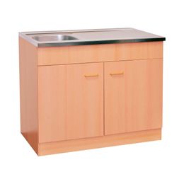 Sp&uuml;lenschrank KOCHSTATION "KS-Elster", braun (buchefarben), B:80cm H:85cm T:50cm, Holzwerkstoff, Schr&auml;nke, Sp&uuml;lenschrank, Breite 80 cm