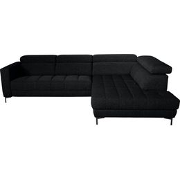Ecksofa Alina "Bahira", schwarz (schwarzgrau tat 10), B:280cm H:105cm T:222cm, Struktur TAT (100% Polyester), Sofas, Ecksofa, Inkl. R&uuml;ckenlehnen- und Sitztiefenverstellung, Breite 280 cm