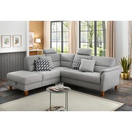 Ecksofa Home Affaire "Palmera L-Form, B: 236 cm", silber, B:236cm H:89cm T:212cm, 100% Polyester;Struktur (100% Polyester);Luxus-Microfaser in Lederoptik (100% Polyester), Sofas, Ecksofa, optional Bettfunktion & Bettkasten, Federkern
