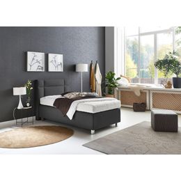 Boxspringbett, grau (feinstrukturstoff anthrazit), Ohne Topper, Liegefl&auml;che B/L: 90cm x 200cm, H2, 7-Zonen-Kaltschaummatratze, Bezug Unterbox und Kopfteil: Feinstrukturstoff (77% Polyester, 23% Viskose);Bezug Obermatratze 100% Polyester, waschbar bis 60C, Westfalia Schlafkomfort, Komplettbetten, Boxspringbett, in diversen Ausf&uuml;hrungen