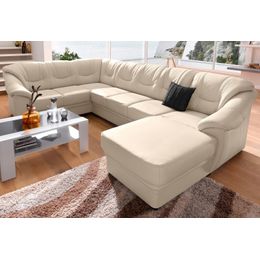 Sit & More Wohnlandschaft SIT & MORE "Savona U-Form, B: 320 cm", beige (creme), B:320cm H:90cm T:211cm, Luxus-Kunstleder;Primabelle-Microfaser;NaturLederKorpus ist mit passendem Luxus-Kunstleder bezogen. Bitte beachten Sie, dass Lederbez&uuml;ge mehr N&auml;hte aufweisen als Stoffbez&uuml;ge;Struktur, Sofas, Wohnlandschaft, optional Bettfunktion, Federkern
