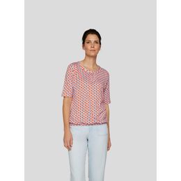 Rundhalsshirt Rabe, Damen, Gr. 38, orange (mandarine), Web, Obermaterial: 50% Baumwolle, 50% Viskose, bedruckt, gemustert, tailliert h&uuml;ftbedeckend, Rundhals, Shirts Rundhalsshirt, mit grafischem Muster
