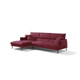 Ecksofa Egoitaliano "FUNNY, hochwertiges & aktuelles Design, bequeme R&uuml;ckenlehne, L-Form", rot (burgundy), B:265cm H:90cm T:225cm, 100% Polyester, Sofas, Ecksofa, hochwertiger Sitzkomfort, L-Form