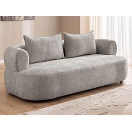 3-Sitzer Home Affaire "LUSSAC 3-Sitzer Design-Sofa mit Zierkissen, Ma&szlig;e B/T/H: 202/123/78 cm", hellgrau, B:202cm H:78cm T:122,5cm, 100% Polyester, Sofas, 3-Sitzer, hoher Sitzkomfort und modernes Design, Sofa ohne Bettfunktion