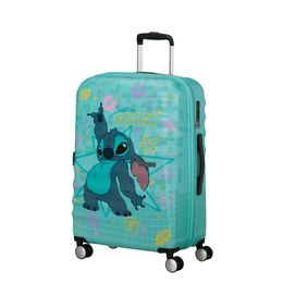 Hartschalen-Trolley American Tourister "WAVEBREAKER DISNEY, verschiedene Motive", M&auml;dchen, Gr. B/H/T: 47cm x 67cm x 26cm 64 l, stitch flower, ABS, Koffer Hartschalen-Trolley, Reisekoffer Reisegep&auml;ck