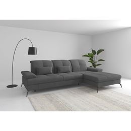 Sit & More Ecksofa SIT & MORE "Amica, L-Form, inkl. Sitztiefenverstellung & Armteilverstellung", grau, B:279cm H:90cm T:185cm, 90% Polyester, 10% Polyamid, Sofas, Ecksofa, wahlweise mit Bettfunktion, Bettkasten und Kopfteilverstellung