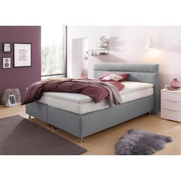 Boxspringbett, grau (strukturstoff grau), ohne LED-Beleuchtung, Liegefl&auml;che B/L: 180cm x 200cm, H3, 5-Zonen-Tonnentaschen-Federkernmatratze, Bezug Unterbox und Kopfteil: Strukturstoff (77% Polyester und 23% Viskose);Bezug Obermatratze 100% Polyester, waschbar bis 60C, Westfalia Schlafkomfort, Komplettbetten, Boxspringbett, wahlweise mit LED-Beleuchtung