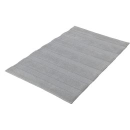 Badematte Kleine Wolke "Tikka", grau (silbergrau), H:5mm, Baumwolle, Badematten, Badematte, Badteppich, Uni-Farben, gestreift, Hoch-Tief Effekt