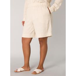 Relaxshorts Base Level Curvy "YARDAN", Damen, Gr. 50, N-Gr, beige (light beige), Web, Obermaterial: 55% Leinen, 45% Viskose, unifarben, loose fit ca. Mitte Oberschenkel, Hosen Relaxshorts, Sommerhose aus Leinen und Viskose und mit elastischem Bund