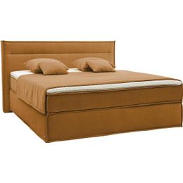 Boxspringbett Musterring "JustB SC100", gelb (senf), B:200cm L:215cm, Komplettbetten, Boxspringbett, schwebende Optik, inklusive Topper, verschiedene Farben, 180 x 200 cm