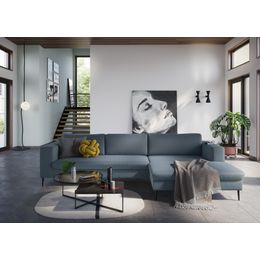 Ecksofa DOMO collection "Modica, zeitlos und elegant, L-Form", grau (grau, blau), B:329cm H:81cm T:173cm, Sofas, Ecksofa, moderne Optik mit extrabreiter Recamiere, auch in Cord