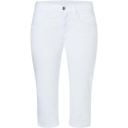 Caprihose MAC "Capri-Summer-Clean", Damen, Gr. 48, L&auml;nge 19, wei&szlig;, Web, Obermaterial: 97% Baumwolle, 3% Elasthan, figurbetont kniebedeckend, Hosen Caprihose, Sommerhose Kniebedeckend mit kleinem Schlitz am Saum
