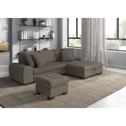 Sit & More Ecksofa SIT & MORE "Luxor L-Form", beige (dunkelbeige), B:275cm H:82cm T:173cm, Luxus-Microfaser ALTARA NUBUCK (100% Polyester);Soft clean (98% Polyester, 2% Polyamid);Struktur fein (100% Polyester), Sofas, Ecksofa, wahlweise mit Bettfunktion, Bettkasten und Kopfteilverstellung