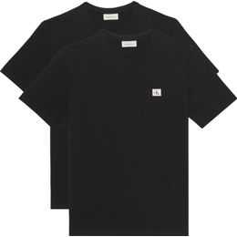 T-Shirt Calvin Klein Jeans "SS BADGE TEE 2 PACK", Herren, Gr. XXL, schwarz (schwarz, schwarz), Single Jersey, Obermaterial: 100% Baumwolle, klassisch normal, Rundhals, eingesetzt abgesteppte Kante, Shirts T-Shirt, Mit Rundhalsausschnitt