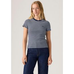 Levi's Langarmshirt LEVI'S "ESSENTIAL HM LS TEE", Damen, Gr. M (38), mila stripe peacoat, Single Jersey, Obermaterial: 100% Baumwolle, regular fit normal, Rundhals, abgesteppt, Shirts Langarmshirt, mit Logo Stickerei