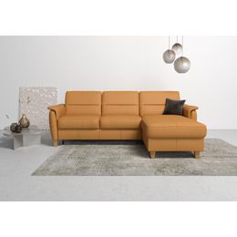 Ecksofa Home Affaire "Palmera L-Form, B: 244 cm - OTTO. Verl&auml;ssliche Qualit&auml;t.", gelb (curry), B:244cm H:89cm T:163cm, Luxus-Microfaser (100% Polyester);Struktur (100% Polyester);Luxus-Microfaser in Lederoptik (100% Polyester), Sofas, Ecksofa, optional Bettfunktion & Bettkasten, Federkern