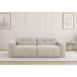 3-Sitzer OTTO HOME "Tapley", sand, B:220cm H:73cm T:93cm, 100% polyester, Sofas, 3-Sitzer, Breite 220 cm,Boucle, Struktur fein, mit Knopfsteppung, bodentief
