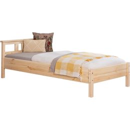 Futonbett Ticaa "Merci", beige (kiefer massiv natur), B:101cm, Betten, Futonbett, Einzelbett, aus Kiefer Massivholz, inkl. Rollrost