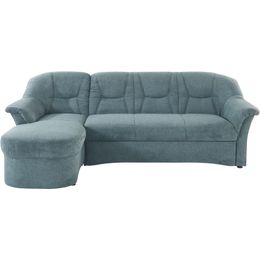 Ecksofa DOMO collection "Sarafina zeitlos und komfortabel, optional mit Federkern, L-Form", blau (petrol), B:232cm H:83cm T:146cm, Luxus-Microfaser (92% Polyester, 8% Nylon);Microfaser PRIMABELLE (100% Polyester);Microfaser PRIMABELLE (100% Polyester) / Struktur (90% Polyester; 10% Polyacryl), Sofas, Ecksofa, wahlweise mit Bettfunktion