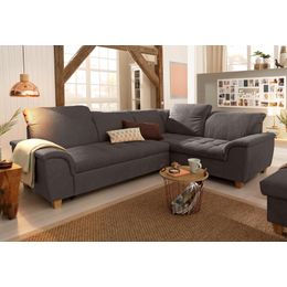 Ecksofa Home Affaire "Lyla fester Sitzkomfort, bequeme Armlehnen, Breite 275cm, L-Form", braun (schwarzbraun), B:275cm H:81cm T:214cm, Luxus-Microfaser Lederoptik (100% Polyester);Microfaser PRIMABELLE (100% Polyester);Feinstruktur weich (100% Polyester), Sofas, Ecksofa, wahlweise mit R&uuml;ckenfunktion und Bettfunktion