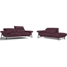 Sofa Egoitaliano "Anais, Design mit hohem Sitzkomfort, Fu&szlig;farbe schattengrau", lila (plum), Sofas, Luxus-Microfaser, Ottomane Armlehne links, Sofa, Set, Kopfteil verstellbar, Luxus-Microfaser, plum