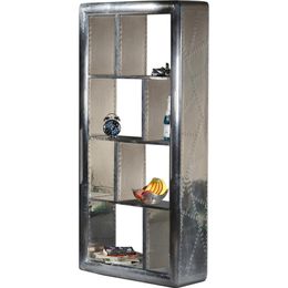 Regal Sit "Schrank AIRMAN Mangoholz + MDF mit Alu‑Beschl&auml;gen & Zierschrauben", silber (silberfarben), B:90cm H:182cm T:30cm, Regale, Regal, Industrial‑Design Regal mit offenen Stauraumf&auml;chern