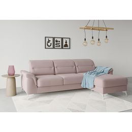 Sit & More Ecksofa SIT & MORE "Sinatra L-Form", lila (flieder), B:258cm H:85cm T:170cm, 90% Polyester, 10% Polyamid, Sofas, Ecksofa, mit Recamiere, optinal mit Kopfteilverstellung und Armteilfunktion