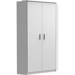 Eckkleiderschrank wimex "Joker", wei&szlig;, B:95cm H:198cm T:30cm, Holzwerkstoff, Schr&auml;nke, Eckkleiderschrank, Eckl&ouml;sung Garderobe mit 2 Kleiderstangen und 8 Einlegeb&ouml;den