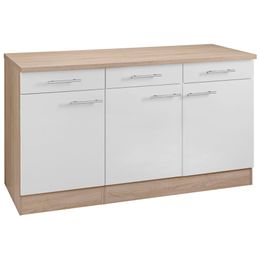 Unterschrank Optifit "Kalmar", wei&szlig;, B:150cm H:85cm T:60cm, Schr&auml;nke, Unterschrank, Breite 150 cm, mit viel Stauraum, Topseller