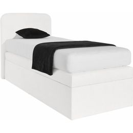 Boxspringbett, wei&szlig;, B:105cm L:212cm, Box und Kopfteil: Microvelours (100% Polyester) oder Kunstleder (Polyurethan);Bezug der Obermatratze: 100% Polyester, Westfalia Schlafkomfort, Komplettbetten, Boxspringbett, wahlweise mit Bettkasten