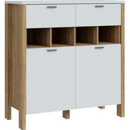 Highboard FORTE "Saitama", grau (mauvella eiche, secret grau), B:96,7cm H:102,5cm T:41,6cm, Holzwerkstoff, Sideboards, Highboard