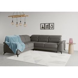 Sit & More Ecksofa SIT & MORE "Sinatra L-Form", grau (fango), B:251cm H:85cm T:231cm, 100% Polyester, Sofas, Ecksofa, optinal mit Kopfteilverstellung und Armteilfunktion, Metallf&uuml;&szlig;e