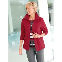 Fleecejacke Casual Looks, Damen, Gr. 54, rot, 100% Polyester, unifarben, figurumspielend, Jacken Fleecejacke