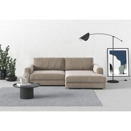 Ecksofa Trendmanufaktur "Bourbon, Mega Designsofa mit tollem Sitzkomfort, Breite 250cm, L-Form", beige, B:250cm H:84cm T:176cm, 88% Polyester, 12% Polyacryl, Sofas, Ecksofa, extra tiefe Sitzfl&auml;che, wahlweise mit Sitztiefenverstellung