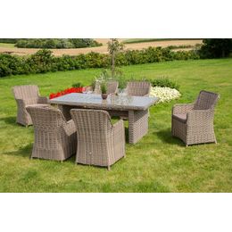 Garten-Essgruppe Merxx "Riviera NL", grau, Obermaterial: 70% Baumwolle, 30% Polyester. F&uuml;llung: 100% Polyurethan, Sitzm&ouml;bel-Sets, Garten-Essgruppe
