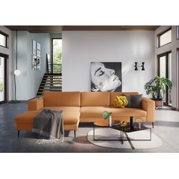 Ecksofa DOMO collection "Modica, zeitlos und elegant, L-Form", orange (pfirsich), B:329cm H:81cm T:173cm, Sofas, Ecksofa, moderne Optik mit extrabreiter Recamiere, auch in Cord