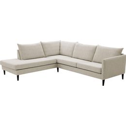 Ecksofa "Rekvik L-Form", beige (creme), B:258cm H:79cm, ATLANTIC HOME COLLECTION, Sofas, Ecksofa, mit Wellenunterfederung, mit Massivholzf&uuml;&szlig;en