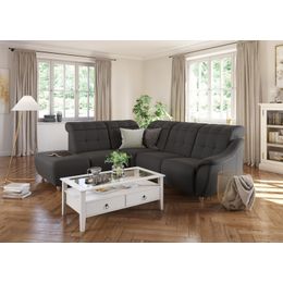 Ecksofa Home Affaire "Boston L-Form", braun (mocca), B:272cm, Struktur (100% Polyester);Luxus-Microfaser Florence (100% Polyester);Chenille (100% Polyester);NaturLEDER (reines Rindsleder), Sofas, Ecksofa, Kopfteilverstellung an jeder Sitzfl&auml;che, wahlweise Relaxfunktion