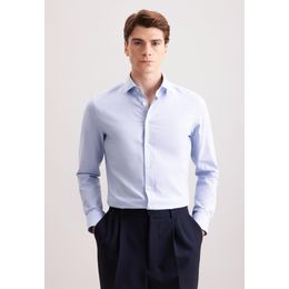 Flanellhemd Seidensticker "Schwarze Rose", Herren, Gr. L (41), normale &Auml;rmell&auml;ngen, hellblau, 100% Baumwolle, unifarben, slim fit, 2-Knopf-Manschette, Hemden Flanellhemd, Slim 1/1 Kentkragen Uni
