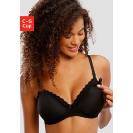 Still-BH Lascana, Damen, Gr. 75, Cup G, schwarz, Microtouch, Obermaterial: 52% Polyester, 30% Polyamid, 18% Elasthan, Basic, bequem, BHs Still-BH, mit leichten Spacer Cups